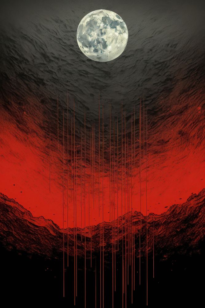 Caryons night moon red. | Premium Photo Illustration - rawpixel
