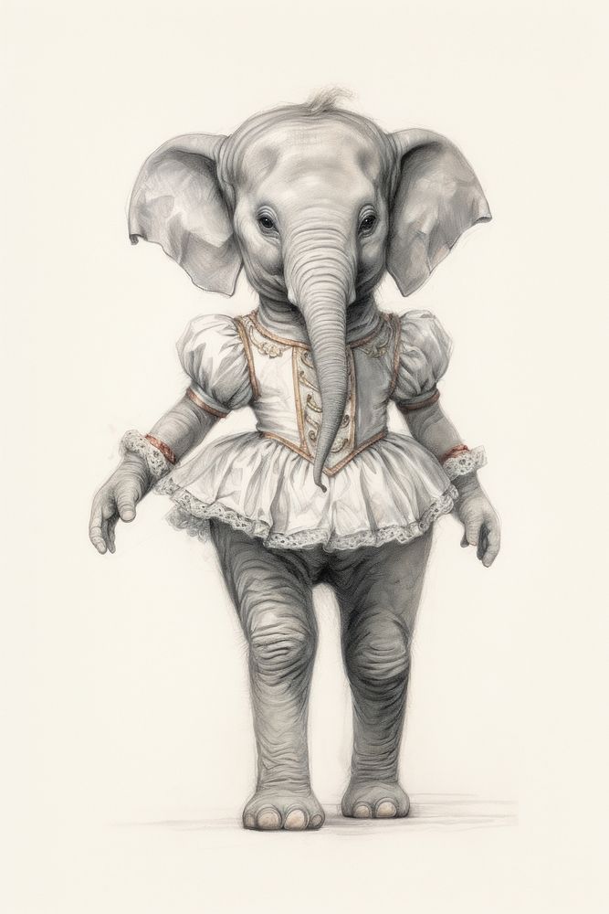 Elephant character Ballet drawing sketch | Premium Photo Illustration ...