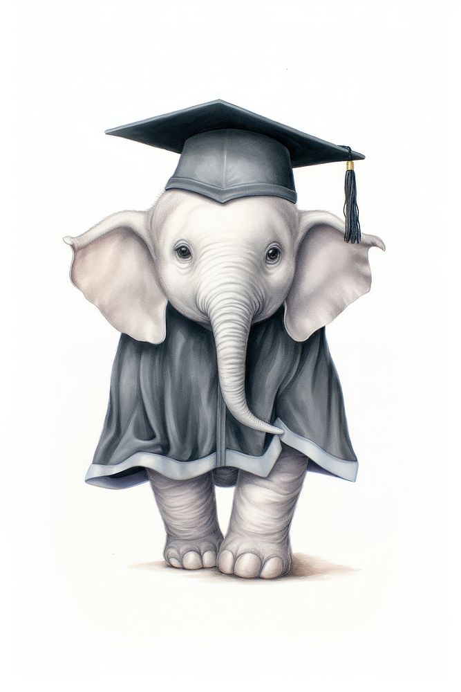 Elephant character Graduation graduation wildlife | Free Photo ...