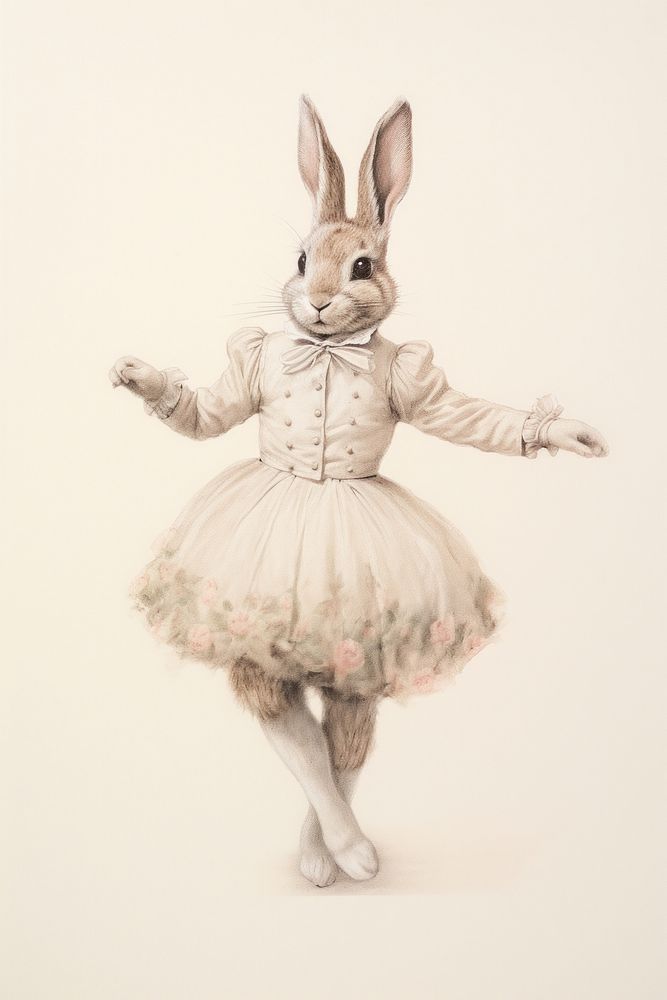 Rabbit character Ballet drawing sketch | Free Photo Illustration - rawpixel