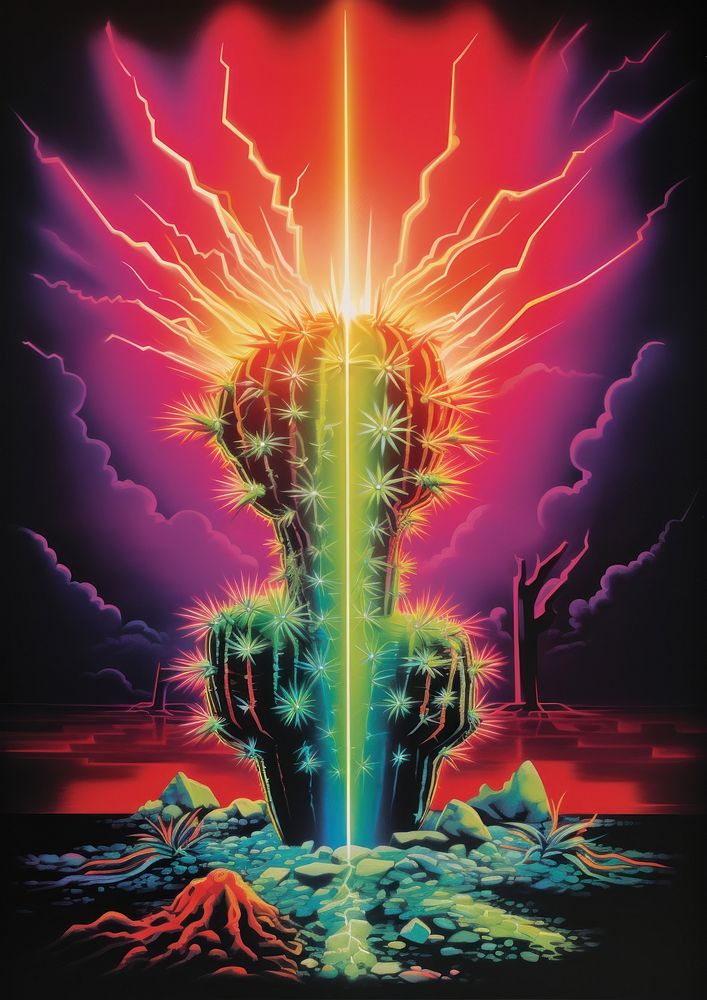 hypnotizing cactus bonfire flame plant. | Free Photo Illustration ...