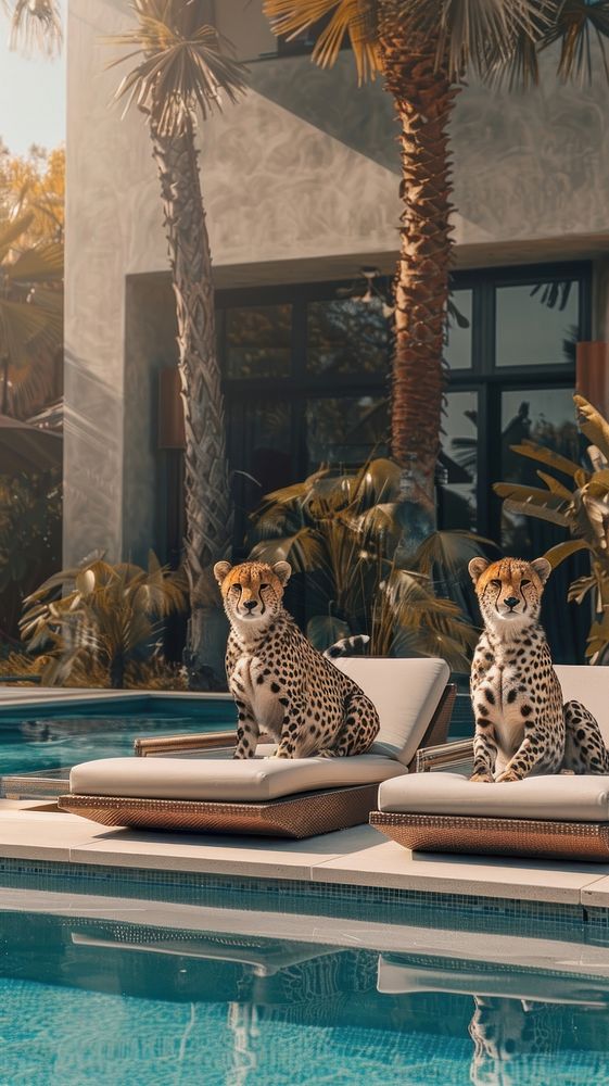 Wildlife cheetah animal pool. | Free Photo - rawpixel