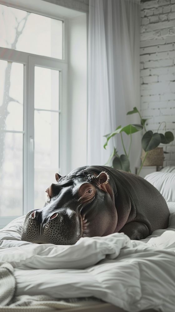 Wildlife animal hippo bed. | Free Photo - rawpixel