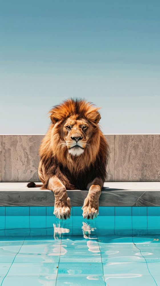 Lion wildlife animal pool | Free Photo - rawpixel