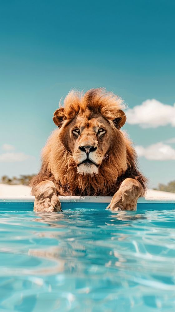 Lion wildlife animal pool. | Free Photo - rawpixel