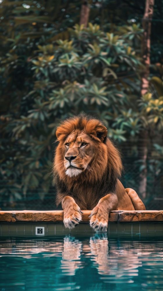 Lion wildlife animal pool. | Free Photo - rawpixel