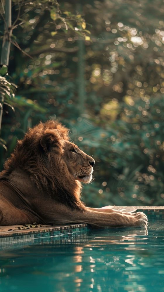 Lion wildlife animal pool. | Free Photo - rawpixel