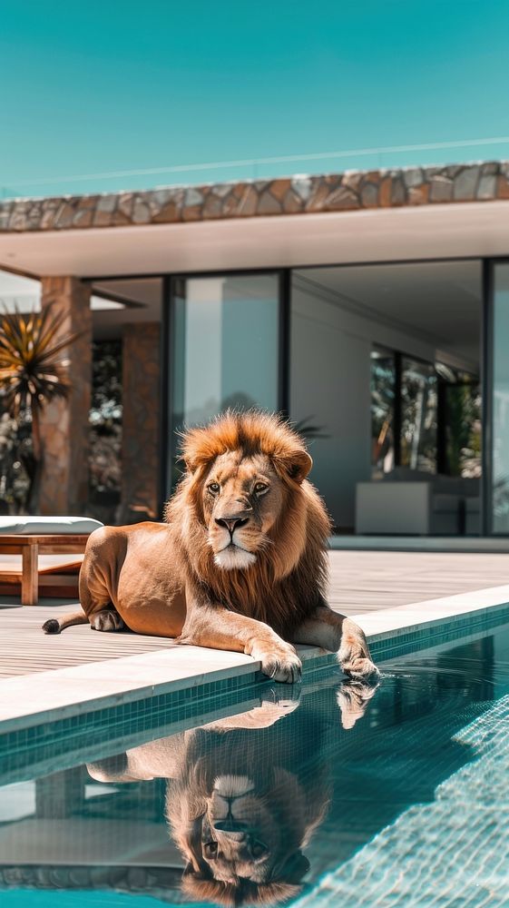 Lion wildlife animal pool. | Free Photo - rawpixel