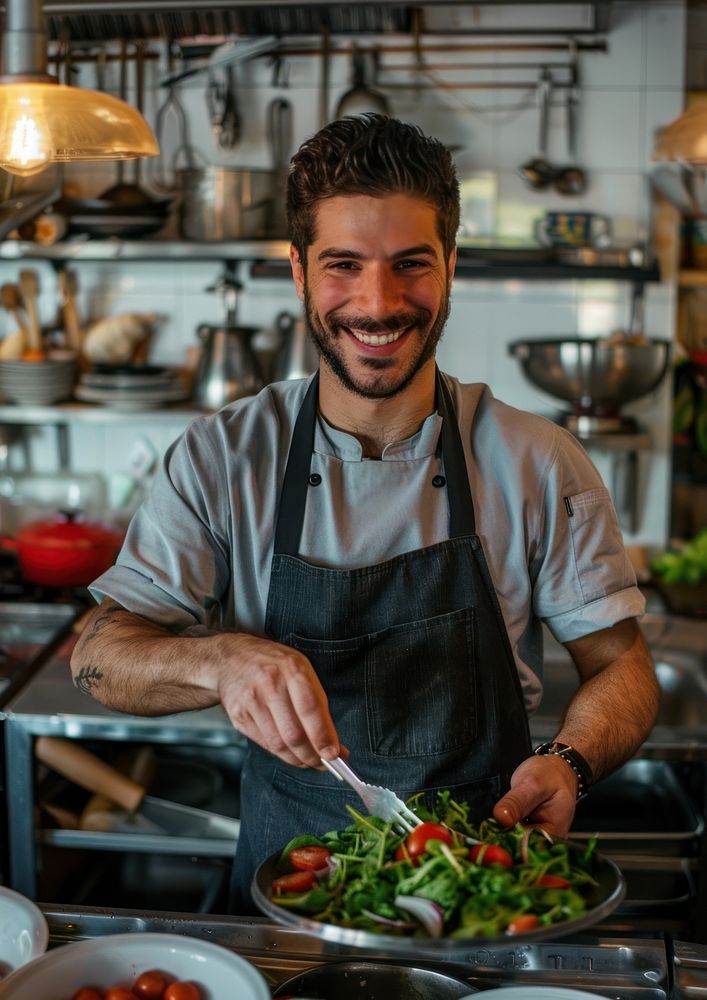smiling chef cutlery cooking person. | Free Photo - rawpixel