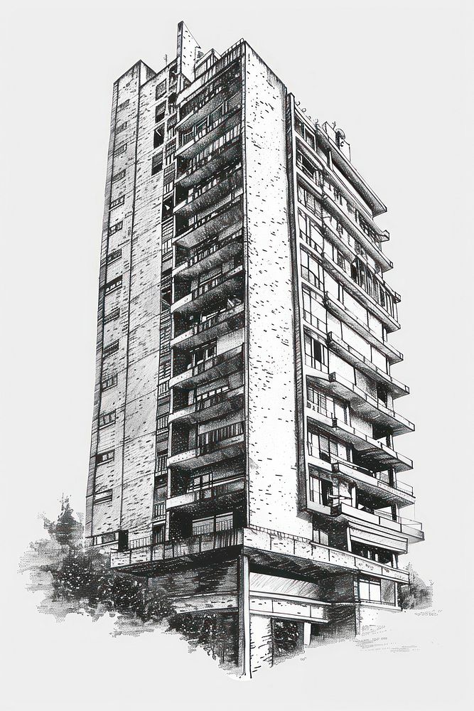 Hotel architecture illustrated building | Free Photo Illustration ...