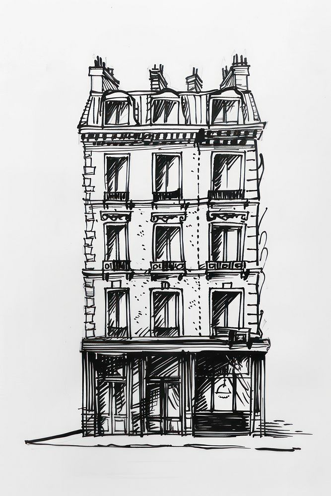 Hotel architecture illustrated building. | Free Photo Illustration ...