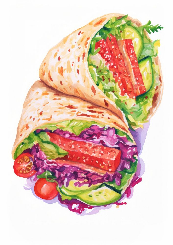 Crayon texture illustration Doner kebab | Free Photo Illustration ...