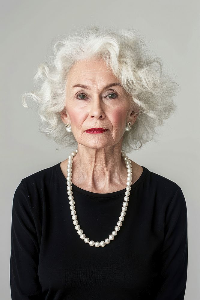 Old woman wearing pearl necklace | Free Photo - rawpixel