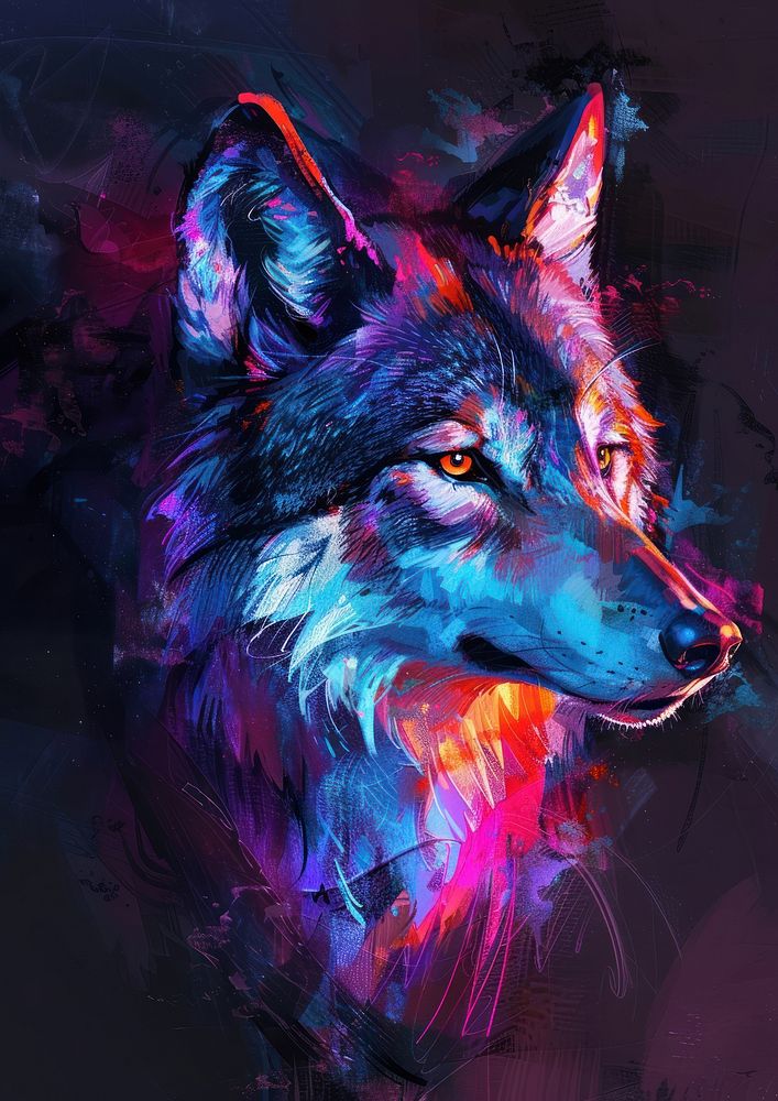Wolf glowing animal mammal. | Free Photo Illustration - rawpixel