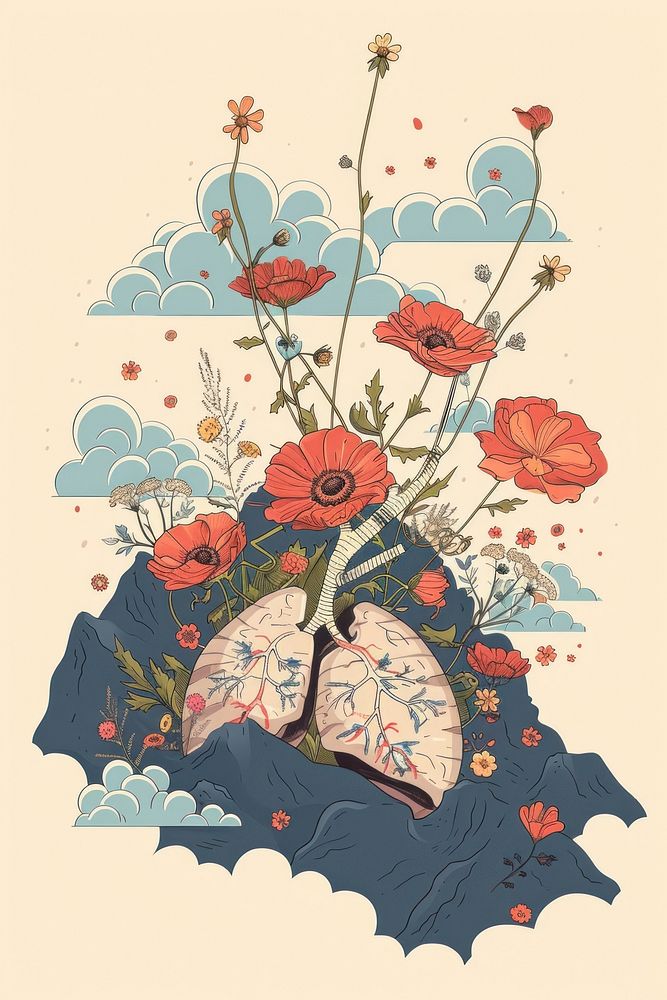 Drawing lungs flower art painting. | Premium Photo Illustration - rawpixel