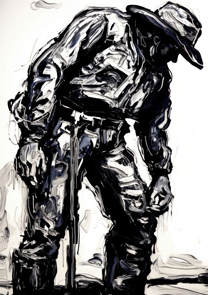 cowboy standing pose painting art | Free Photo Illustration - rawpixel