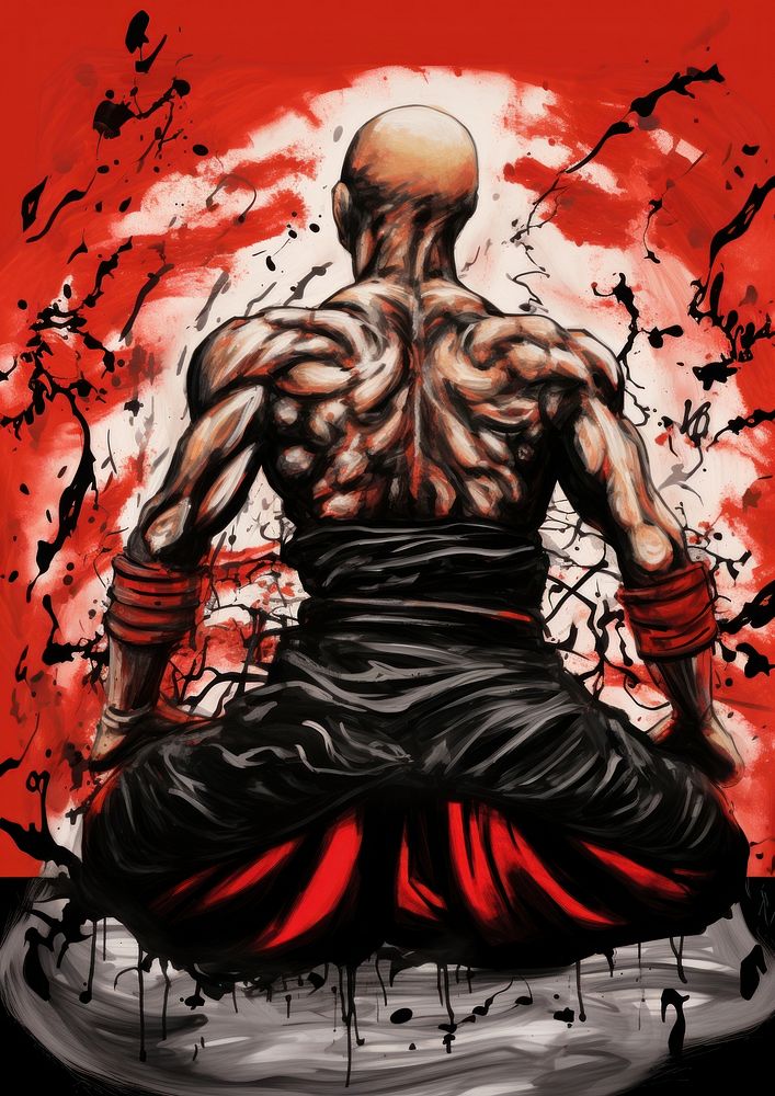 Shaolin monk painting back art. | Free Photo Illustration - rawpixel