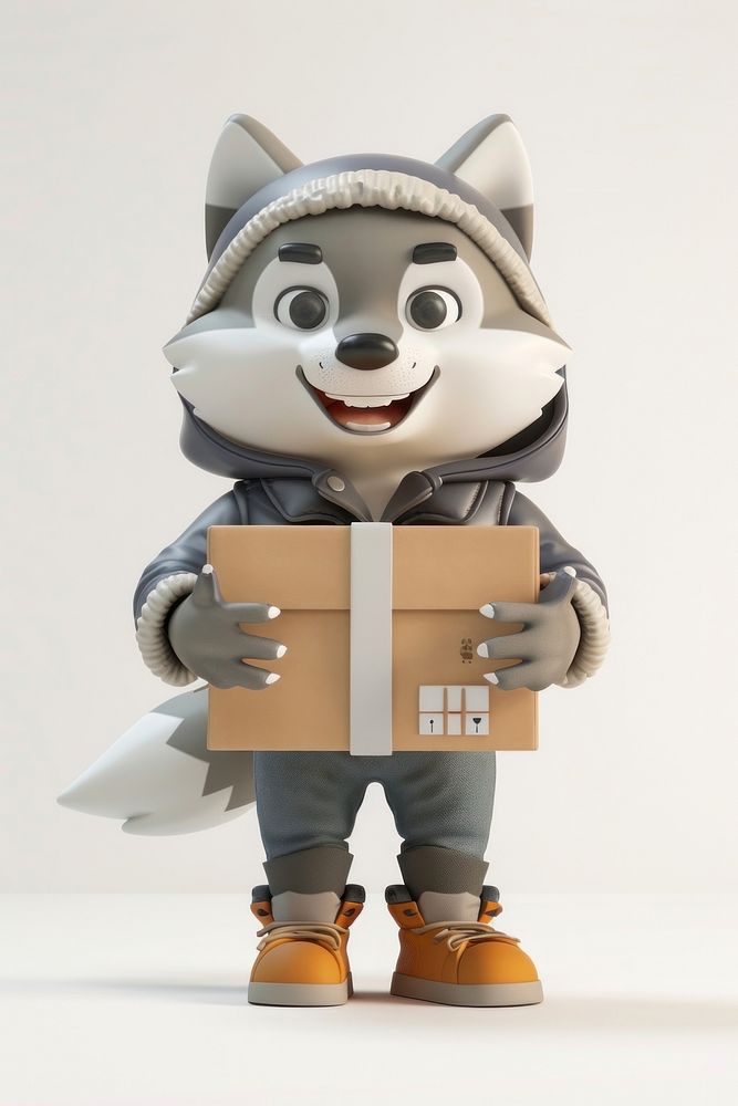 Wolf delivery costume box cardboard | Free Photo Illustration - rawpixel