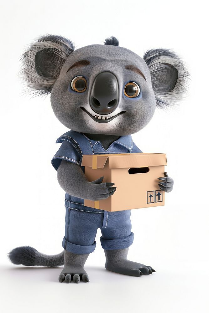 Koala delivery costume cardboard cute | Free Photo Illustration - rawpixel