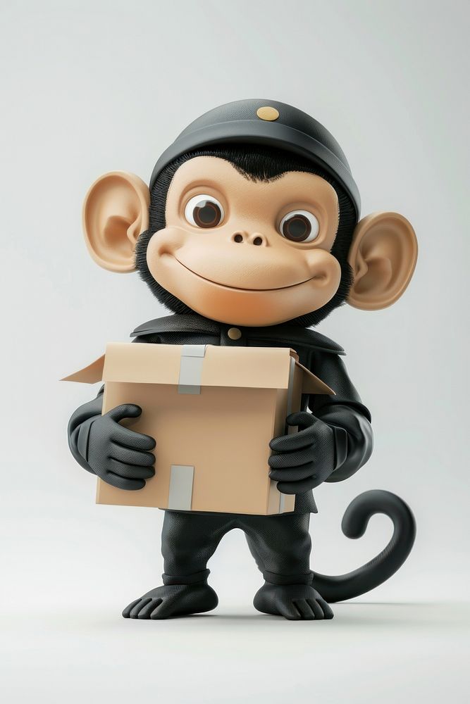 Monkey delivery costume box cardboard | Premium Photo Illustration ...