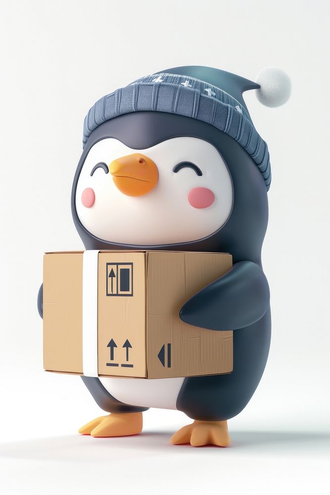 Penguin delivery costume box cardboard | Premium Photo Illustration ...