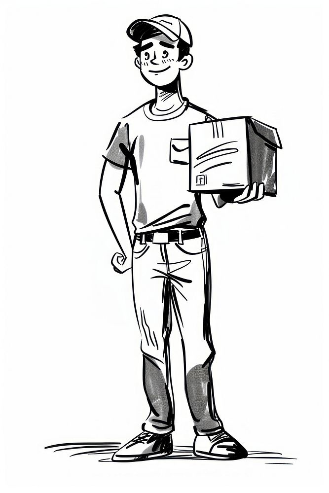 Delivery man drawing sketch adult. | Free Photo Illustration - rawpixel