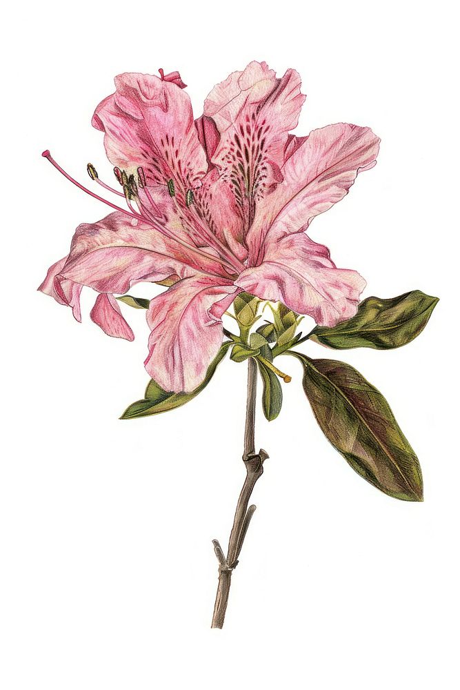 Realistic pencil drawing azalea flower | Free Photo Illustration - rawpixel