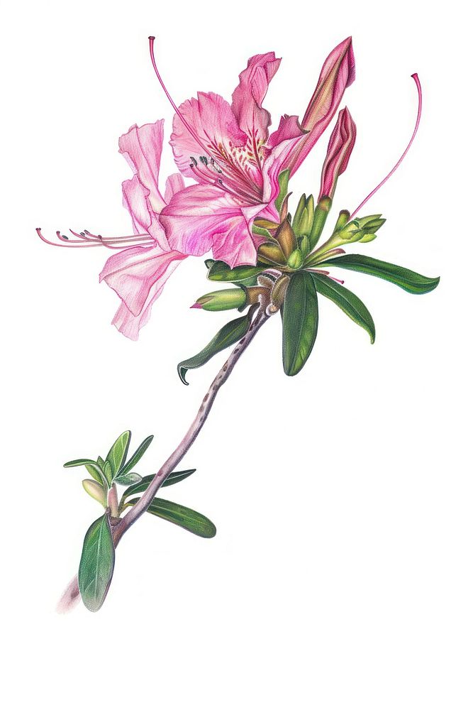 Realistic pencil drawing azalea flower | Premium Photo Illustration ...