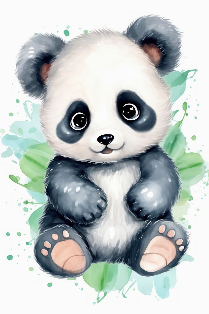Watercolor panda mammal bear cute. | Free Photo Illustration - rawpixel