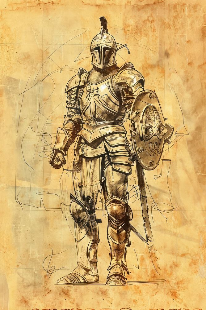500 BCE armor character drawing | Free Photo Illustration - rawpixel
