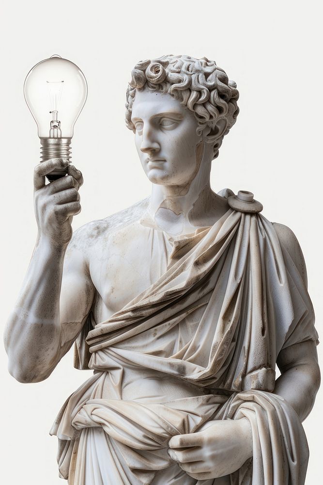 Greek statue holding light bulb | Free Photo - rawpixel