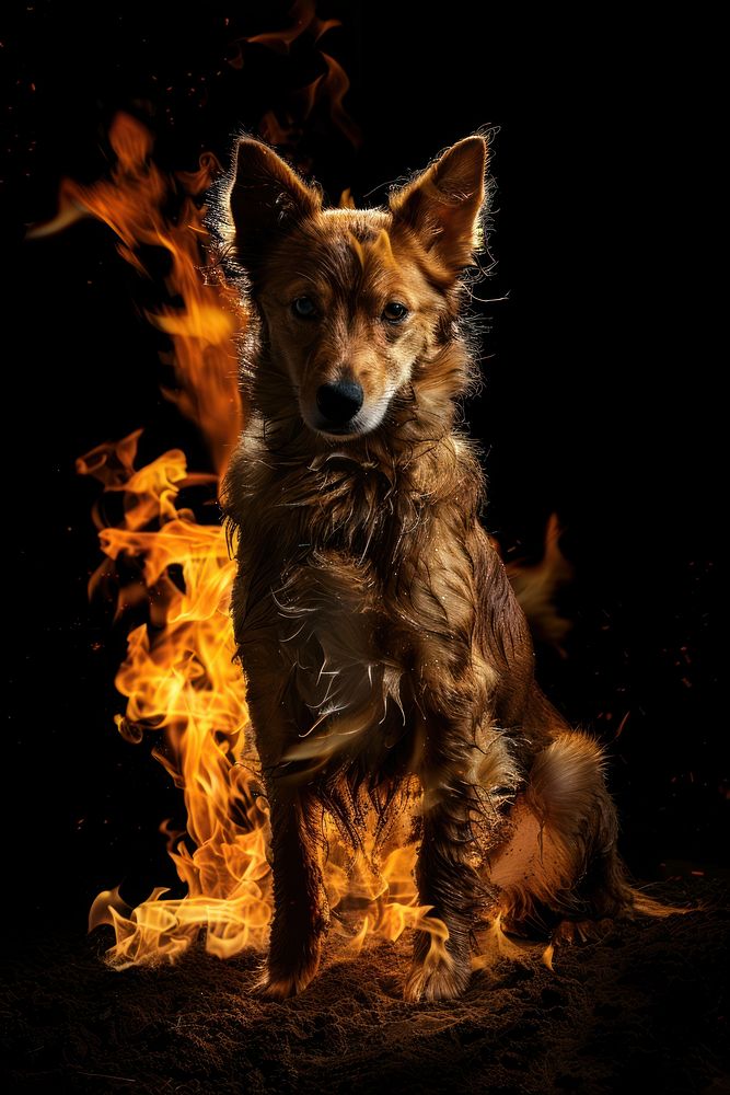 A dog flame fire bonfire. | Free Photo - rawpixel