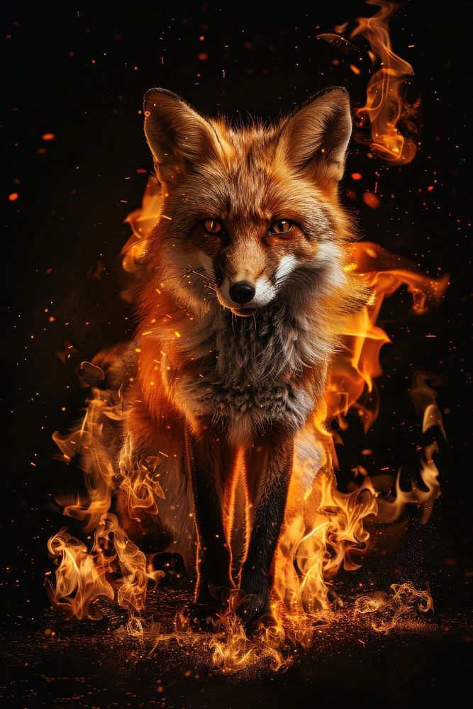 A fox flame fire wildlife. | Free Photo - rawpixel