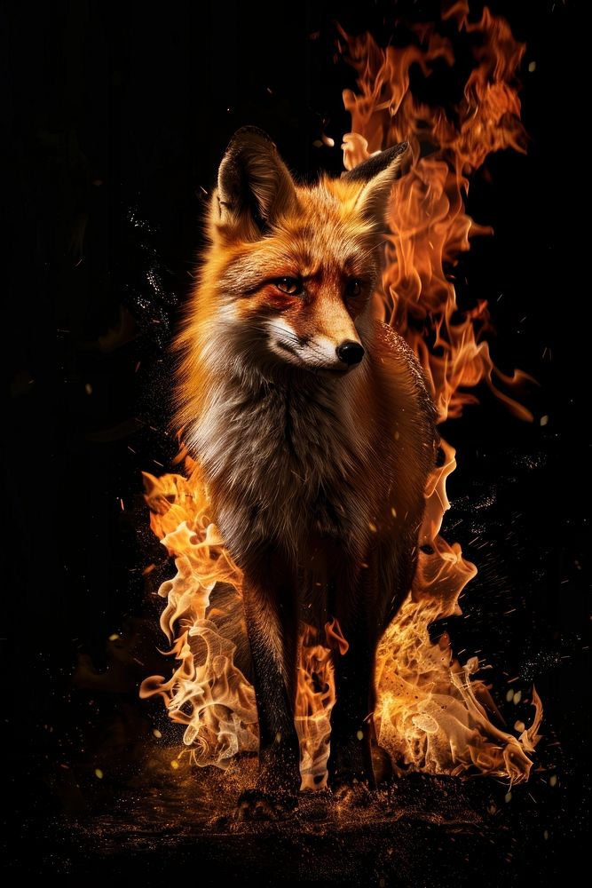 A fox flame fire wildlife. | Free Photo - rawpixel