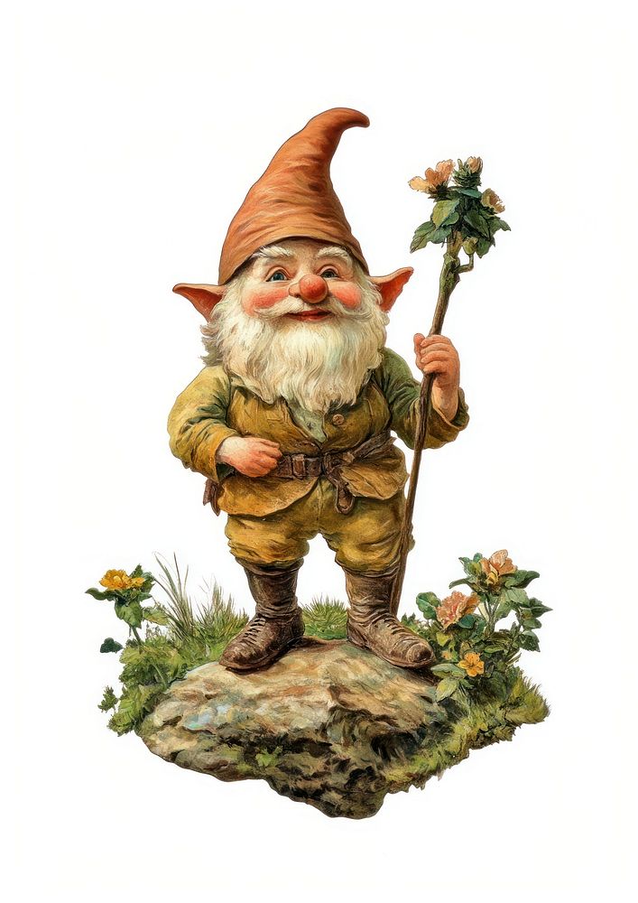 A Gnome illustration painting gnome. | Free Photo Illustration - rawpixel