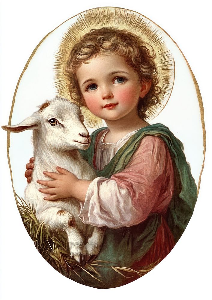 jesus baby goat art painting | Free Photo Illustration - rawpixel