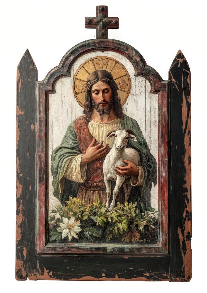 jesus goat painting art representation | Free Photo - rawpixel