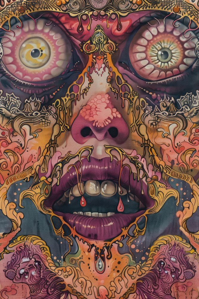 Absract psychedelic victorian painting vintage. | Free Photo ...