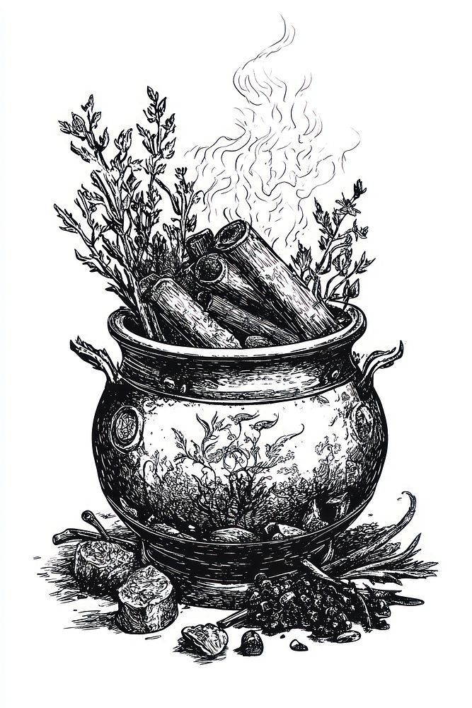 Cauldron illustration cauldron drawing. | Free Photo Illustration ...