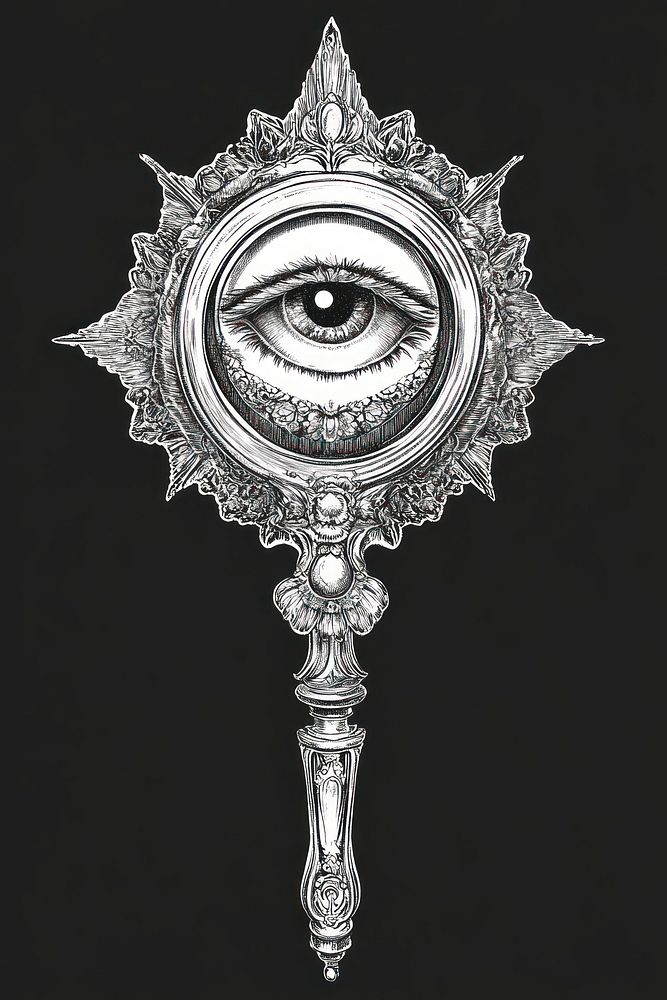 Scrying mirror illustration vintage decorative. | Free Photo ...