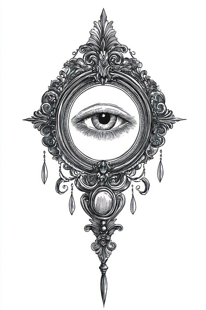 Scrying mirror illustration elements vintage. | Free Photo Illustration ...