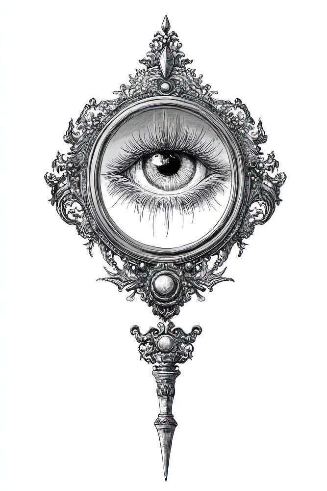 Scrying mirror illustration drawing vintage. | Free Photo Illustration ...