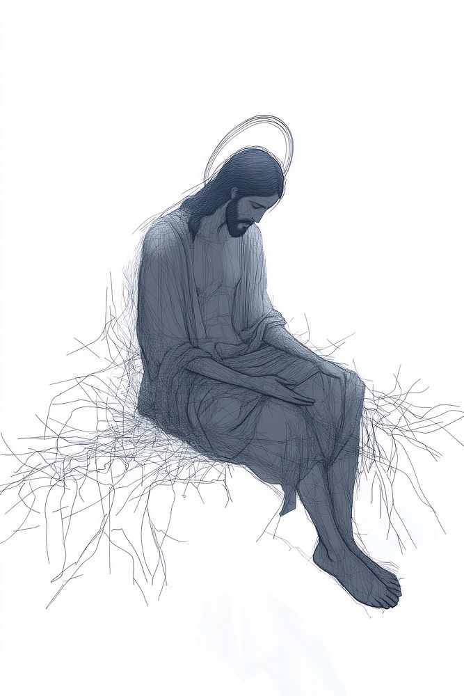 Jesus art contemplative illustration. | Free Photo Illustration - rawpixel