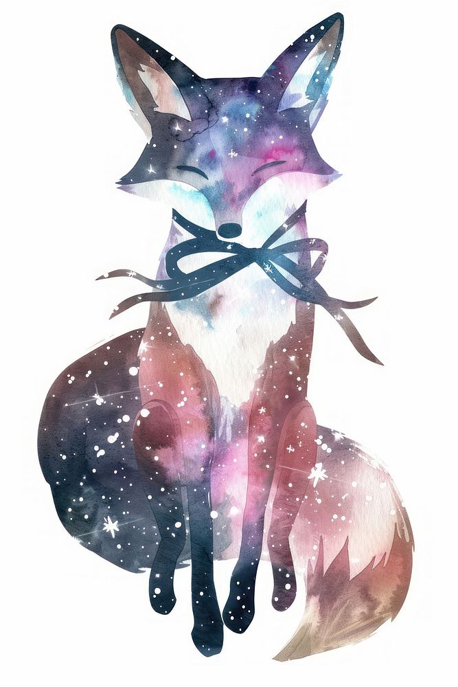 Fox tied ribbon fox illustration | Free Photo Illustration - rawpixel