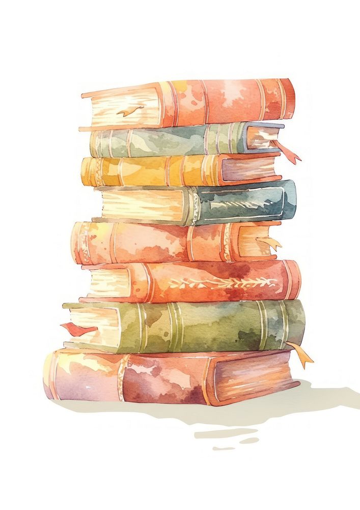 Stacked books illustration watercolor art. | Free Photo Illustration ...