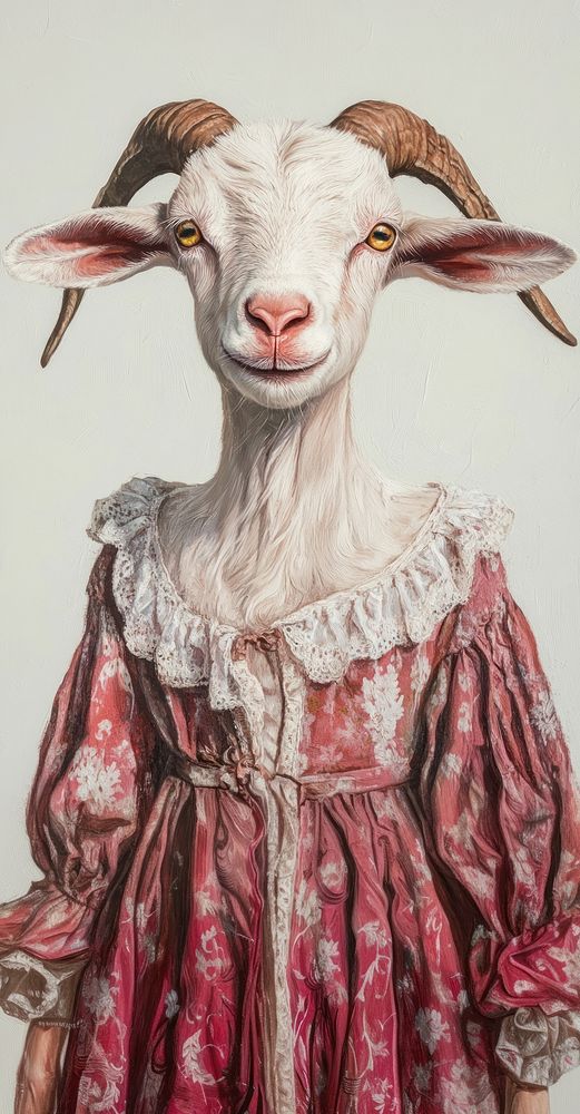 Goat wears dress Renaissance fashion | Free Photo Illustration - rawpixel