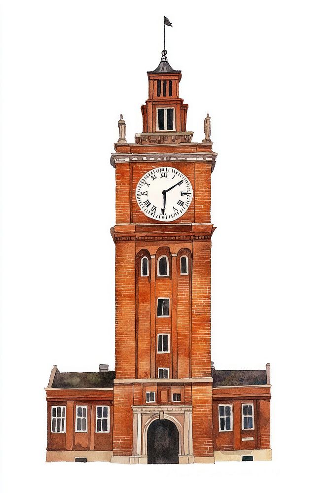 Brick tall clock tower architecture | Free Photo Illustration - rawpixel