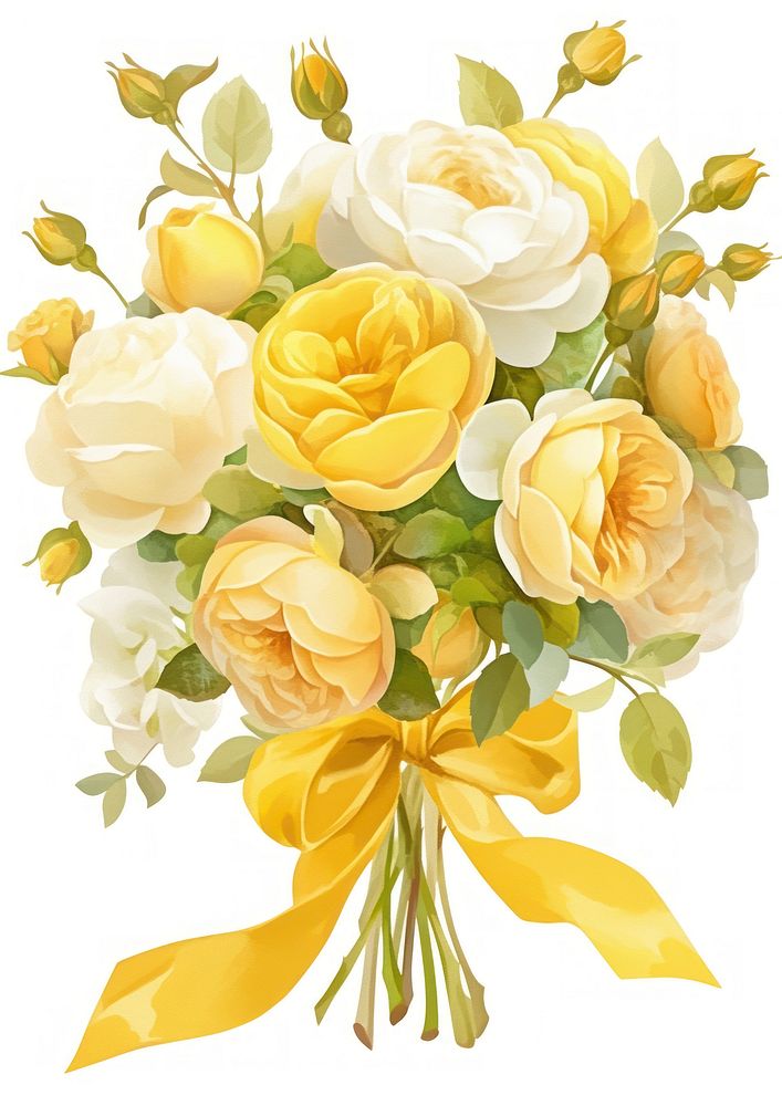Yellow coquette Rose bouquet roses | Free Photo Illustration - rawpixel