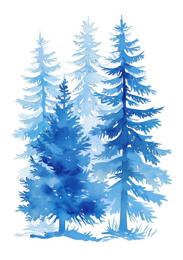 Blue Pine Trees trees illustration | Free Photo Illustration - rawpixel