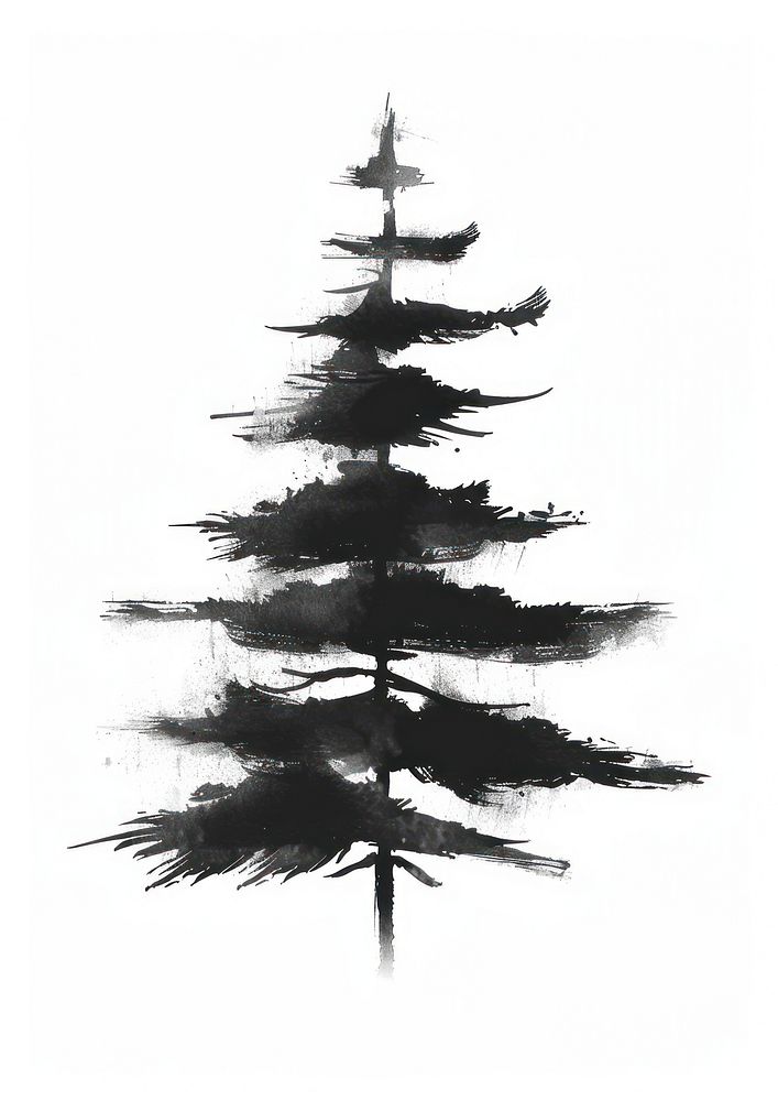 Fir tree silhouette black white. | Free Photo Illustration - rawpixel